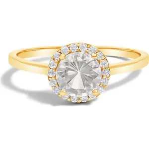 HAUS OF BRILLIANCE 10k Gold Gemstone And Diamond Halo Ring - Yellow | White Topaz